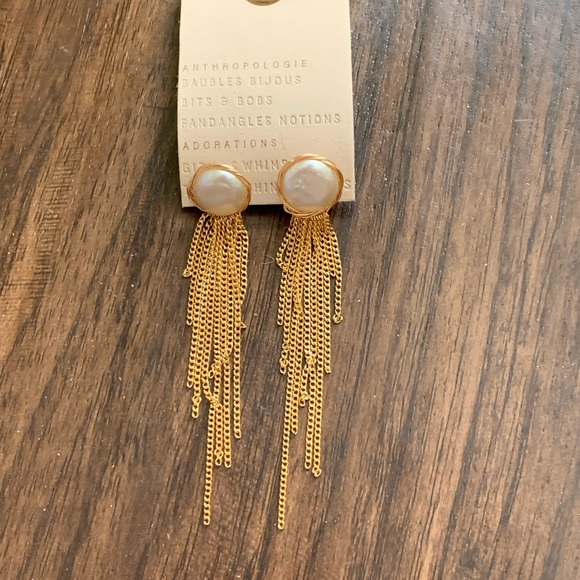 Anthropologie | Jewelry | Anthropologie Pearl Topper Fringed Drop ...